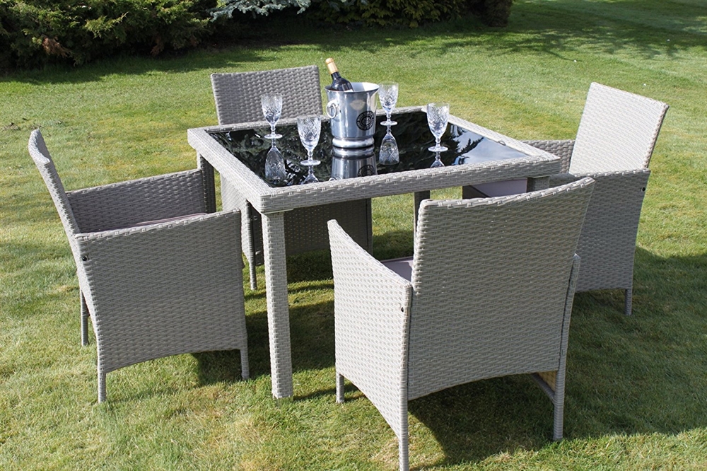 Stratford Rattan Weave Garden 4 Seater Dining Set Complete With ...