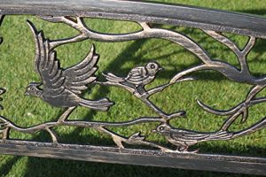 Metal Garden Bench with Cast Iron ‘Birds Design’ Back Rest – Garden ...