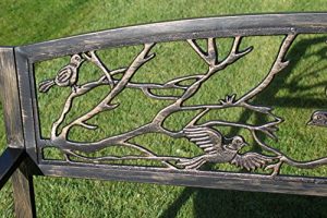 Metal Garden Bench with Cast Iron ‘Birds Design’ Back Rest – Garden ...